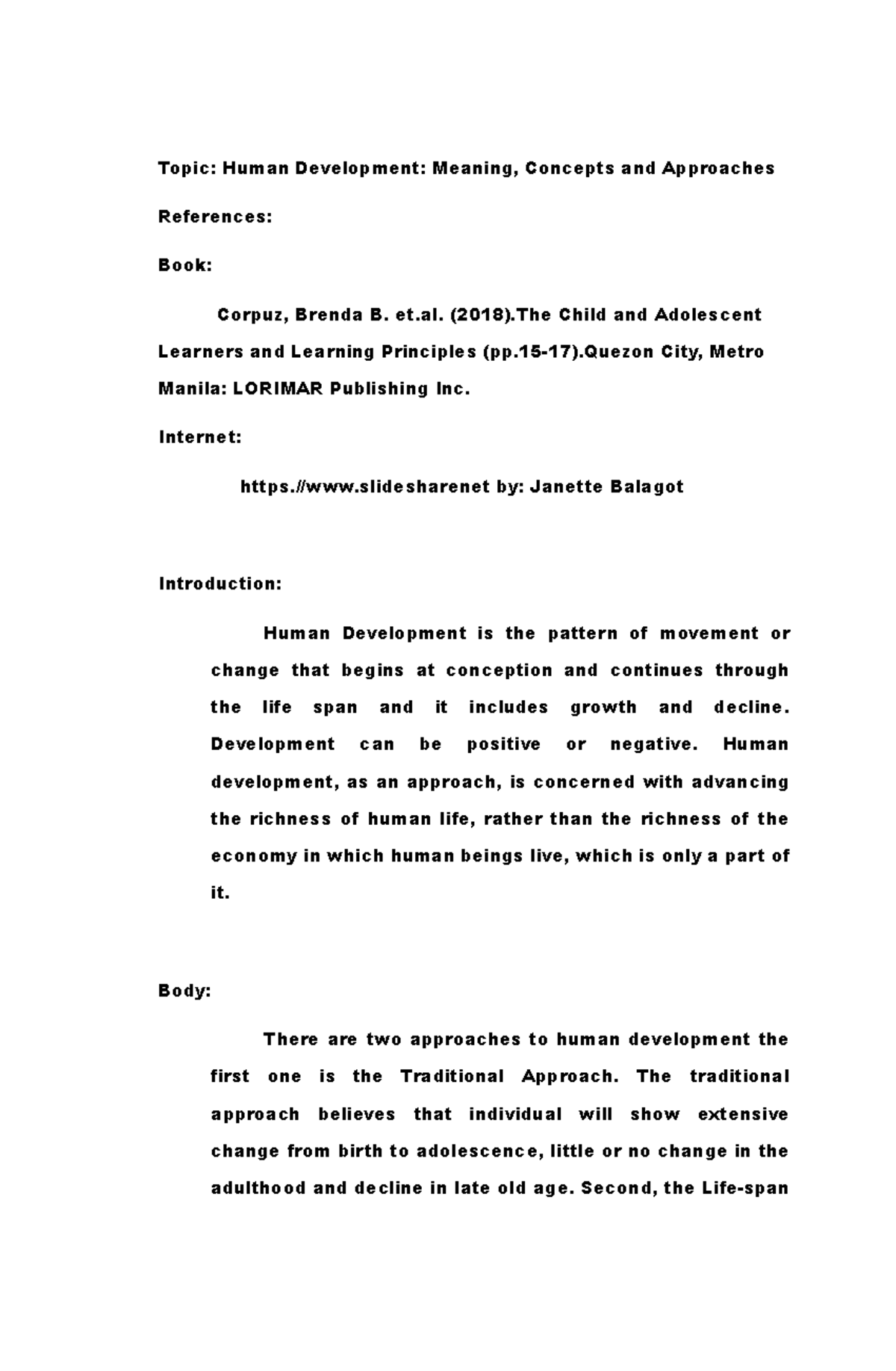 Inbound 4245784014350639872 - Topic: Human Development: Meaning, Concepts and Approaches ...