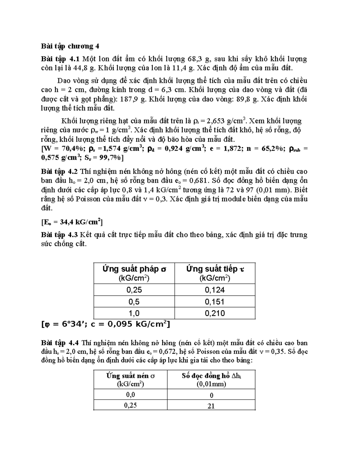 BÃ i táº­p ch Æ°Æ¡ng 4 221 - Bài tập chương 4 Bài tập 4 Một lon đất ẩm có khối lượng 68,3 g, sau ...