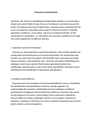 The Role of Taxonomy in Agriculture - The Role of Taxonomy in ...