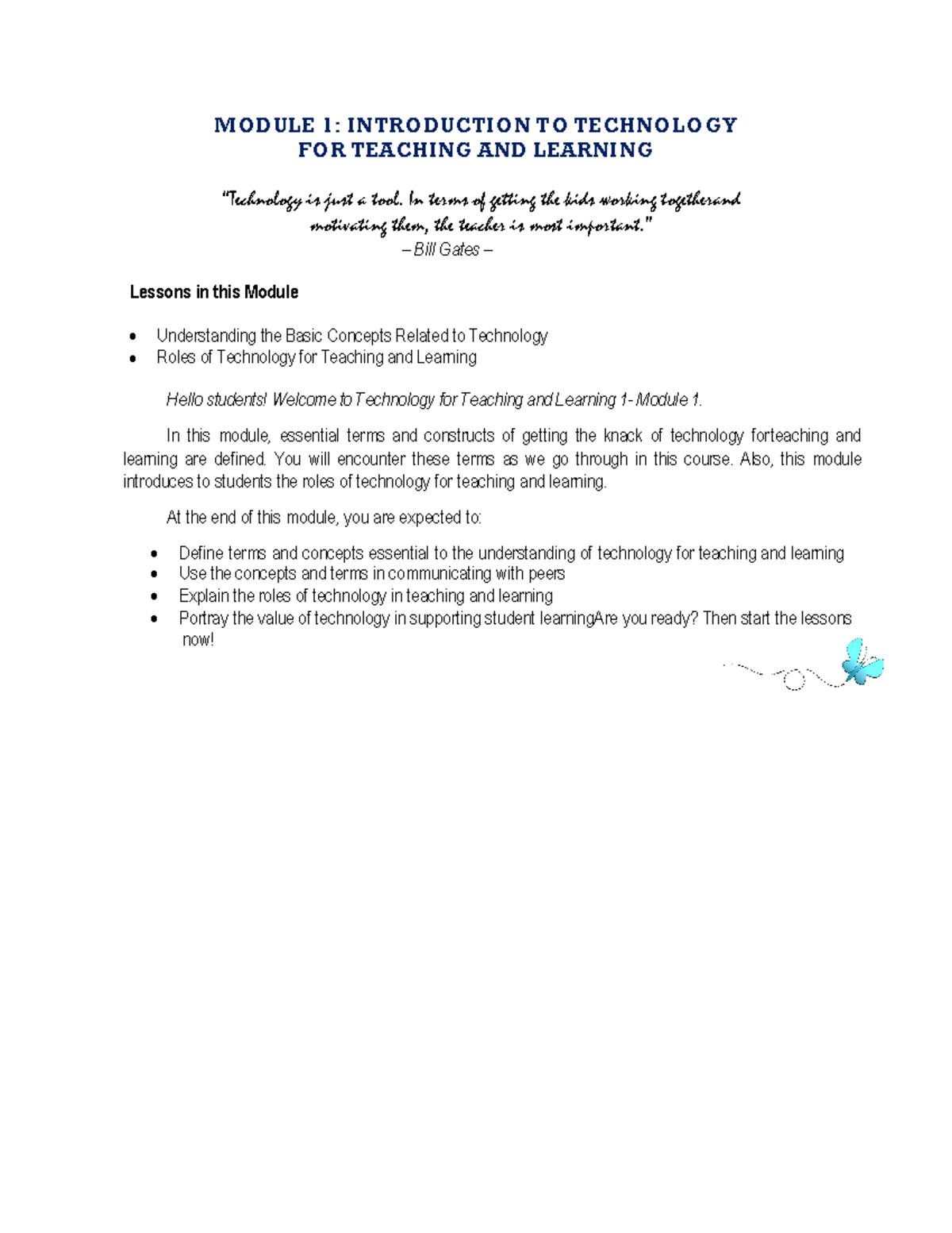 Module 1 Lesson 1 - For educational purposes only. - MODULE 1 ...