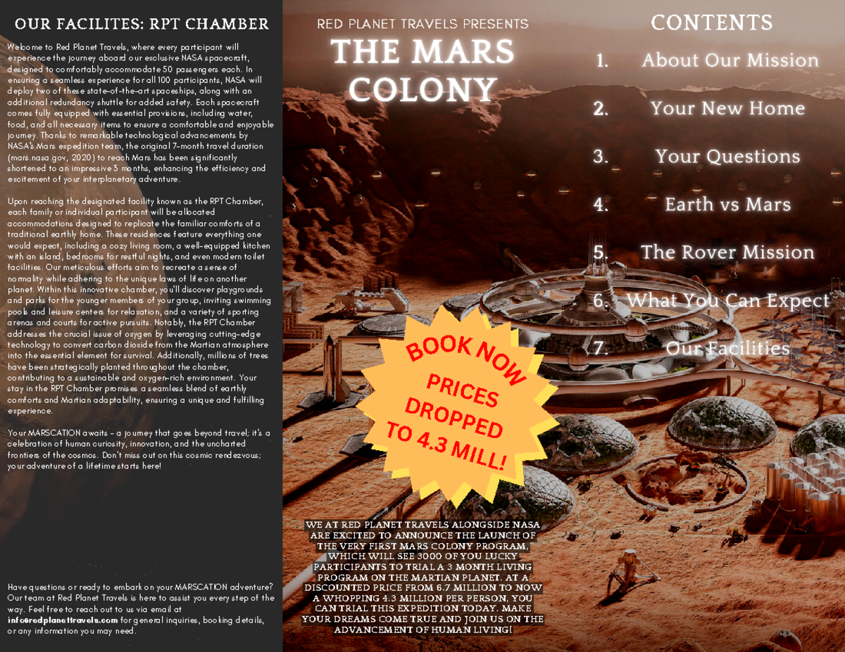 APOD Final Brochure - Assessment Task - RED PLANET TRAVELS PRESENTSRED ...