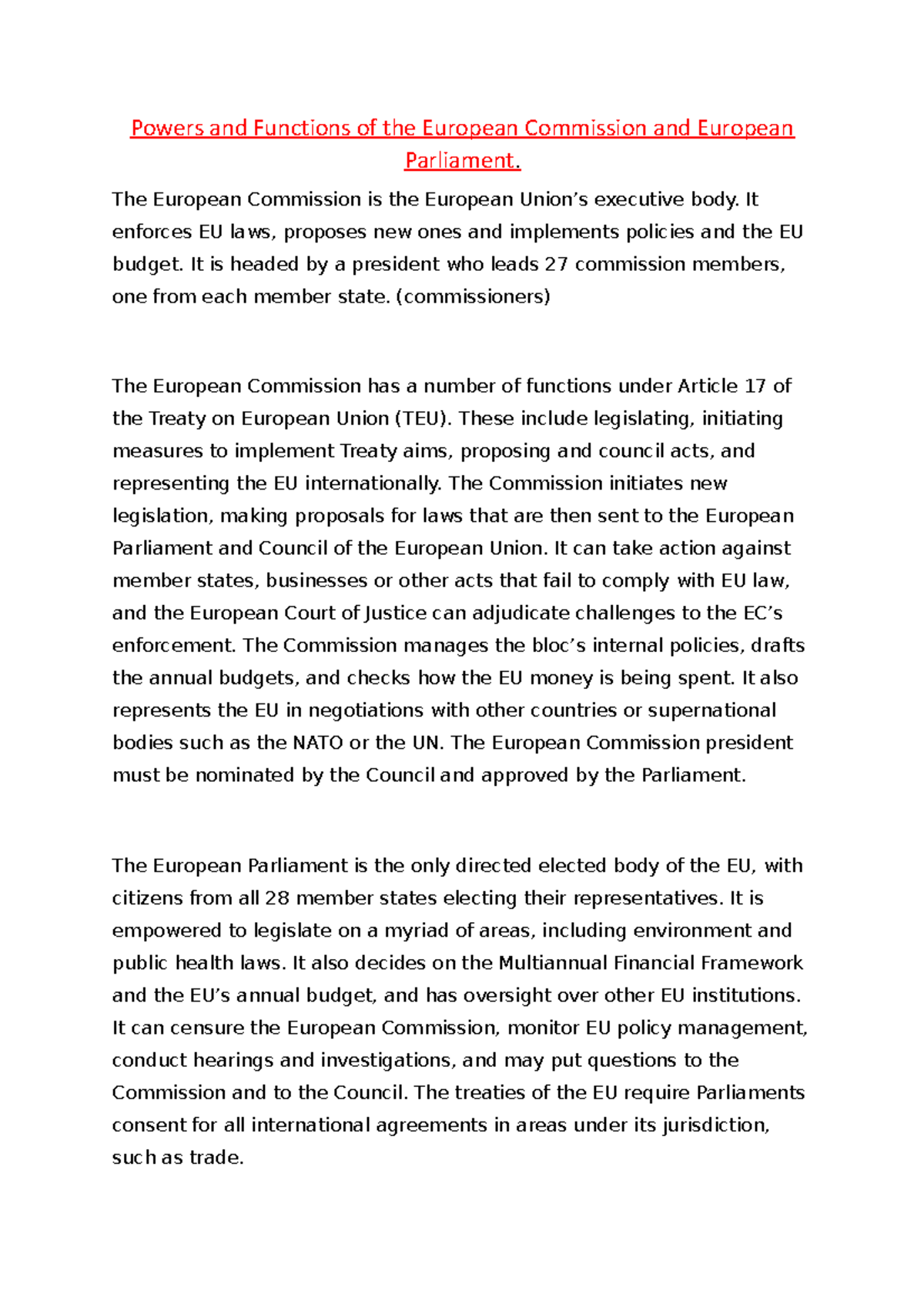 EU - ... - Powers and Functions of the European Commission and European ...