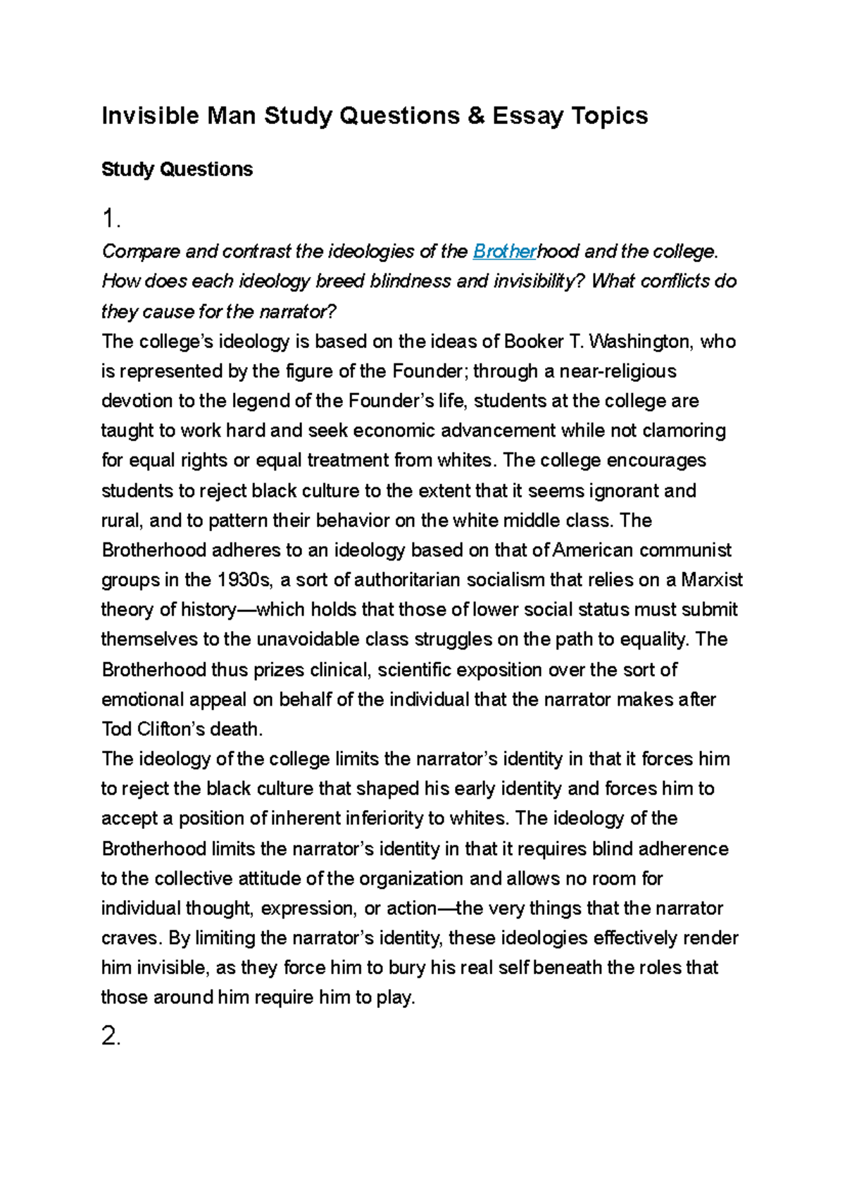 Invisible Man Study Questions - Henry V - Invisible Man Study Questions ...