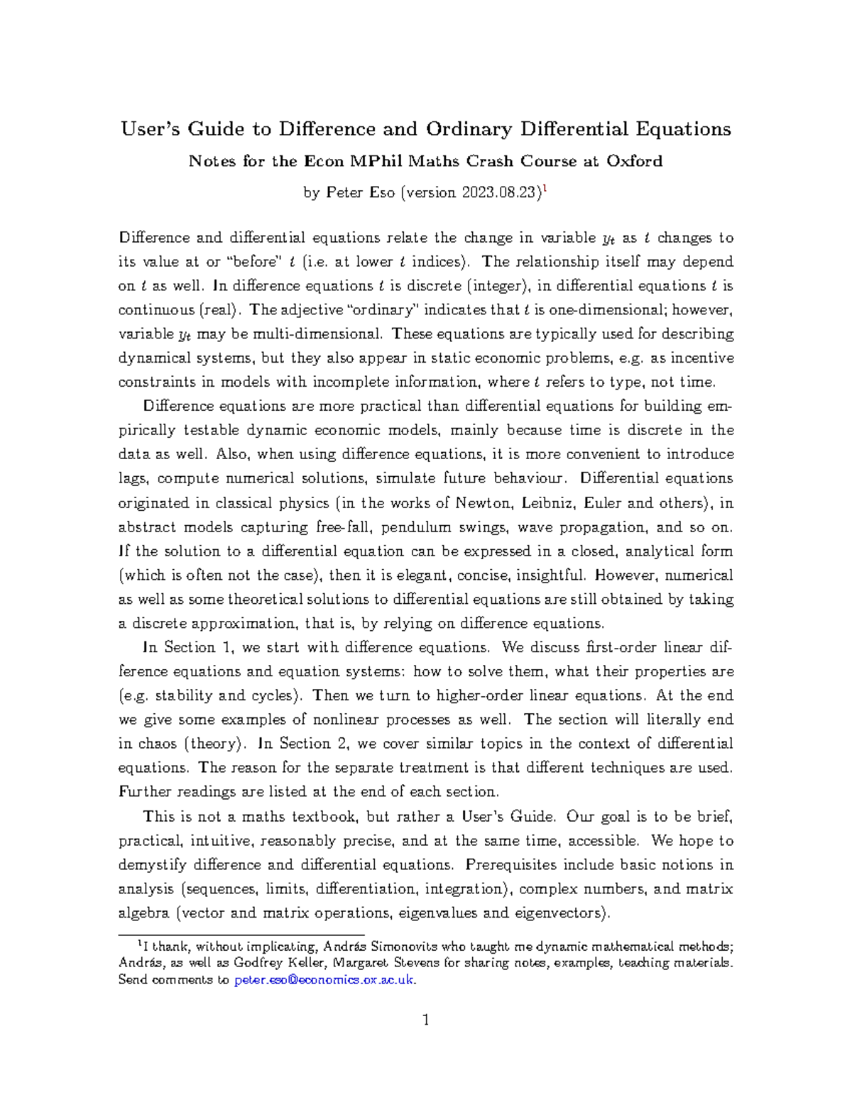 Diff Eqn Notes - preparatory math - User’s Guide to Difference and ...