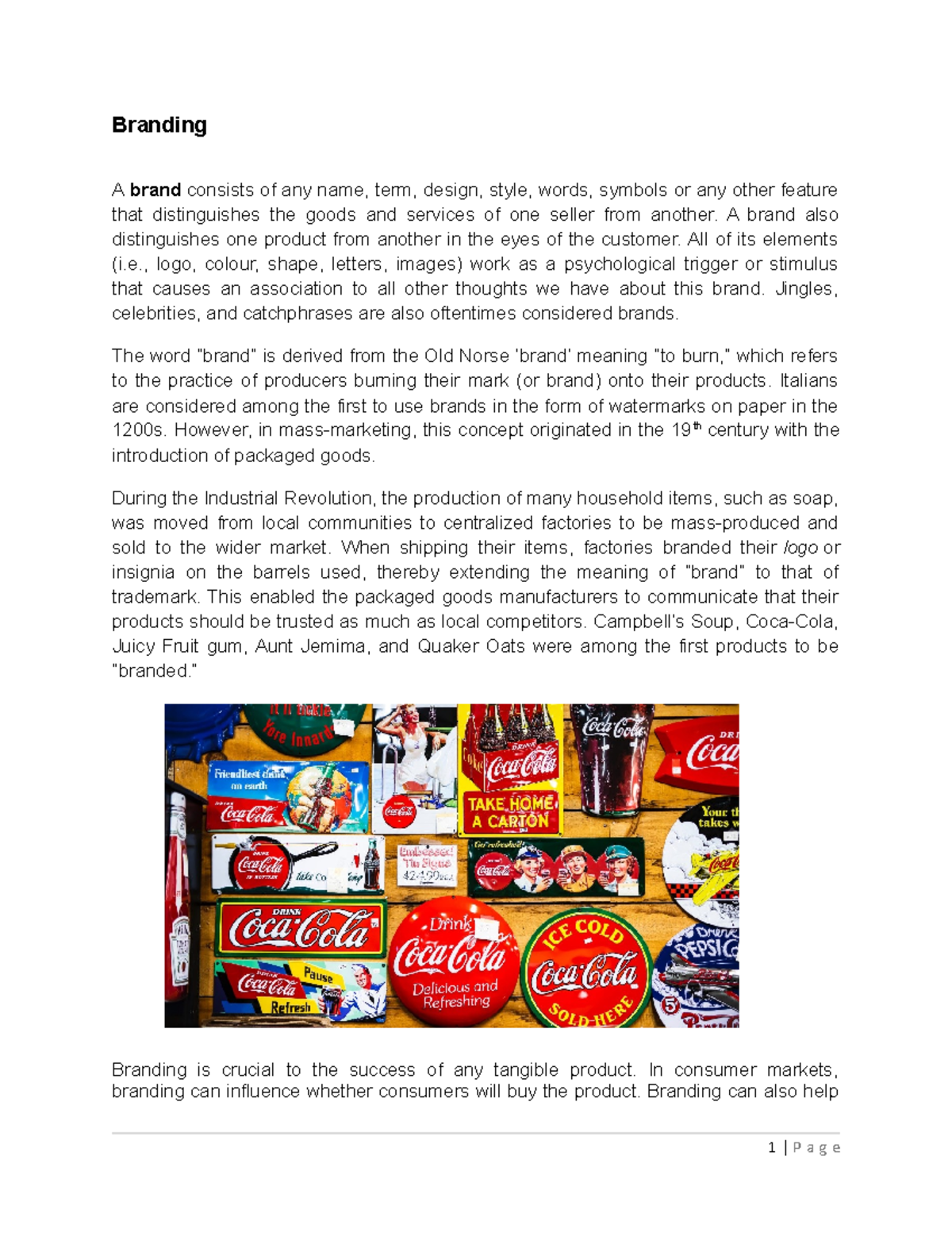 Session 1 Lecturing materials - Branding A brand consists of any name ...