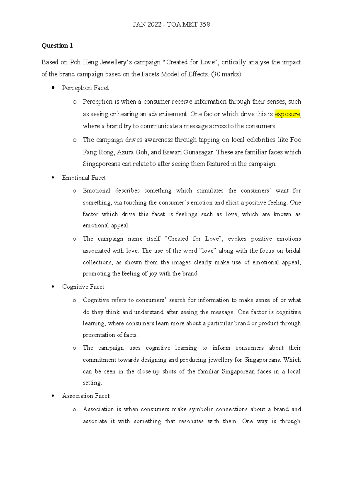 JAN 2022 TOA Attempt - Question 1 Based on Poh Heng Jewellery’s ...