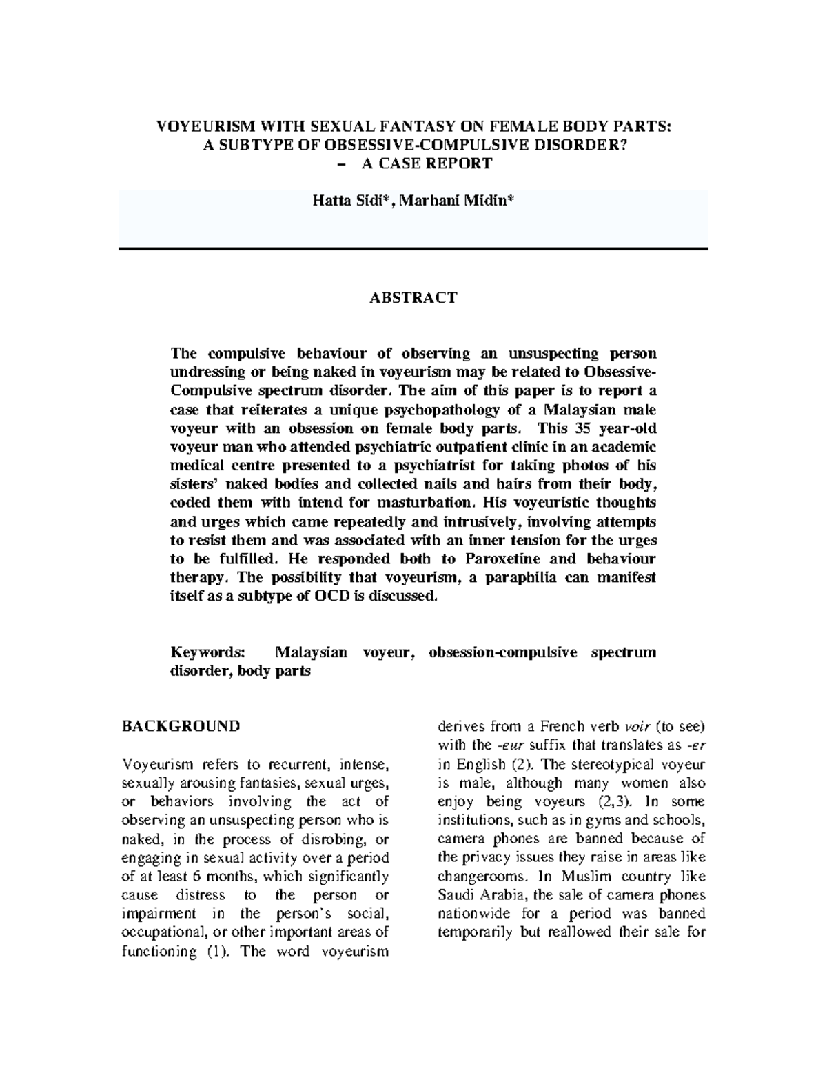 Scopophilia - sexualizing woman body parts - VOYEURISM WITH SEXUAL ...