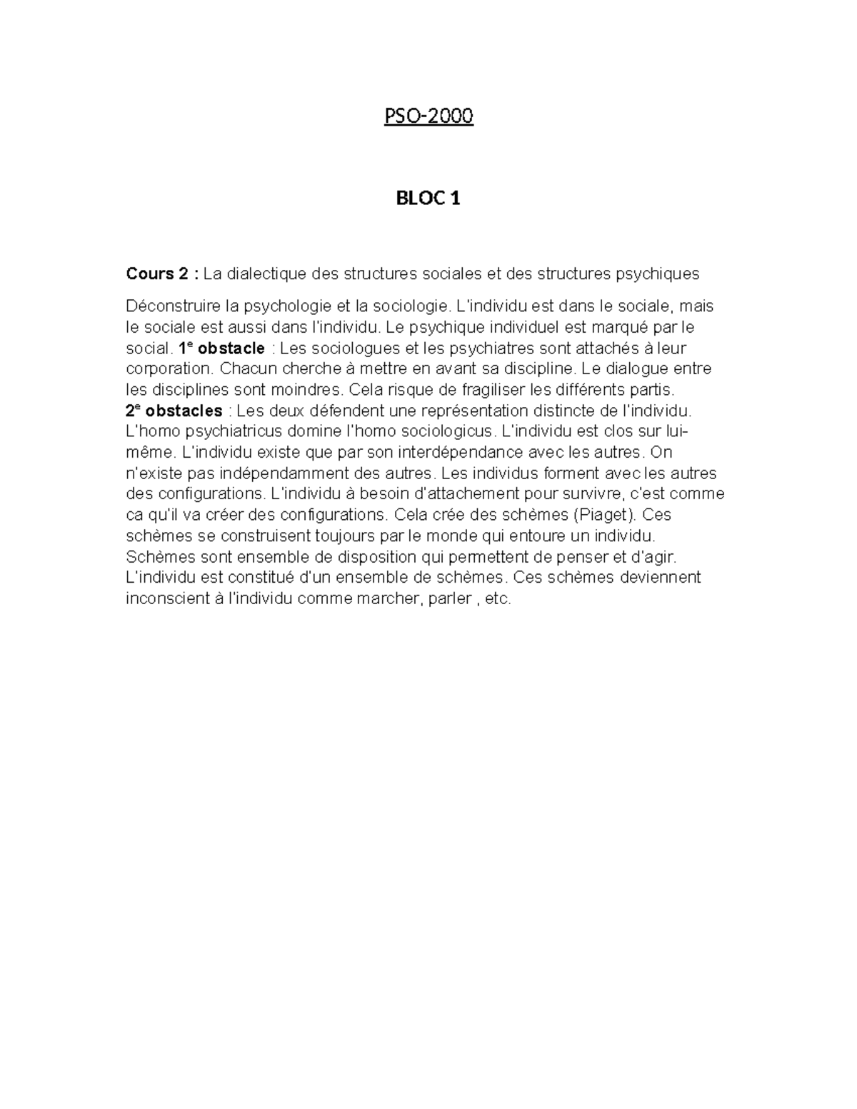 PSO2000 note de cours - PSO- BLOC 1 Cours 2 : La dialectique des ...