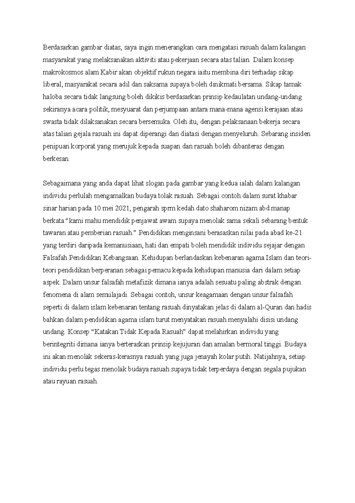 Hujahan bentang falsafah - Berdasarkan gambar diatas, saya ingin ...