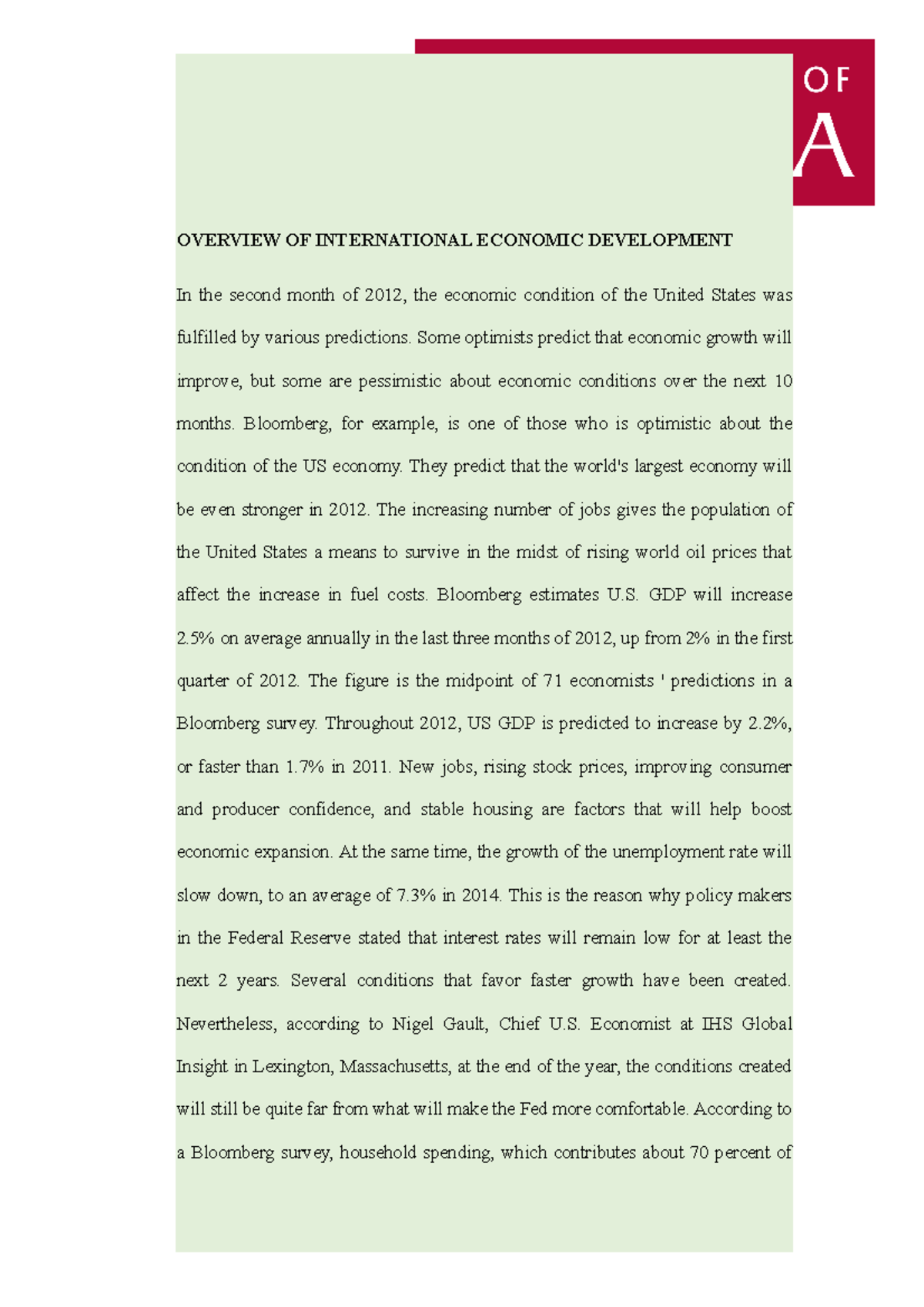 Documents Economics - Overview OF International Economic Development ...
