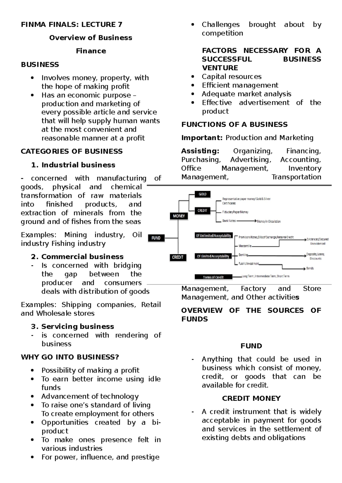 Finma Finals - FINMA FINALS: LECTURE 7 Overview of Business Finance ...