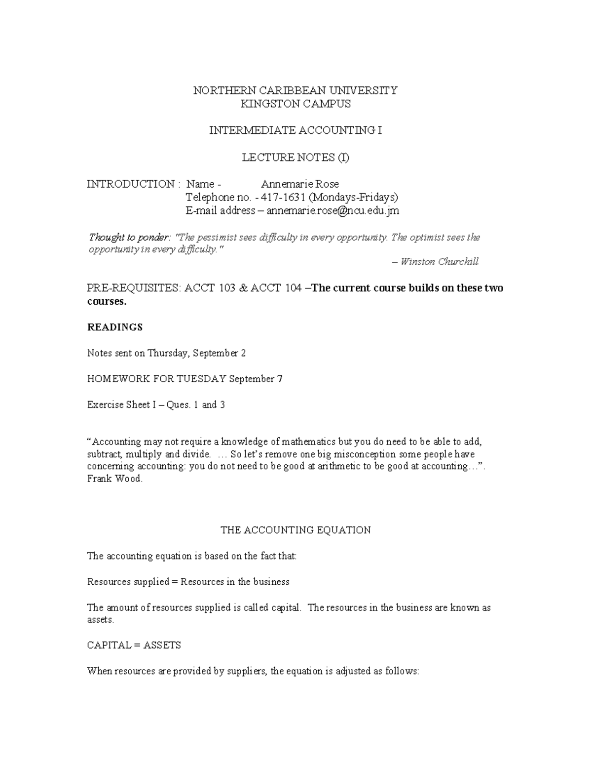 IAM Notes- I- Students - accounts class - NORTHERN CARIBBEAN UNIVERSITY ...
