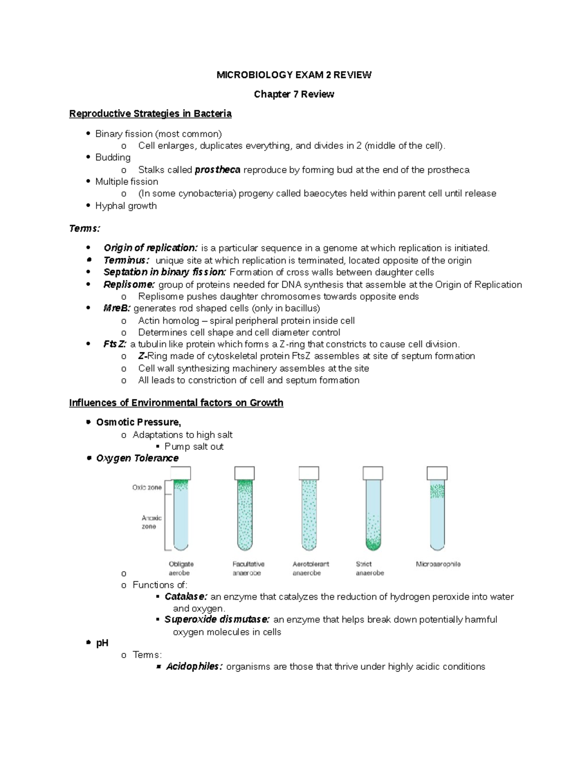 EXAM 2 Review ch - notes - MICROBIOLOGY EXAM 2 REVIEW Chapter 7 Review ...
