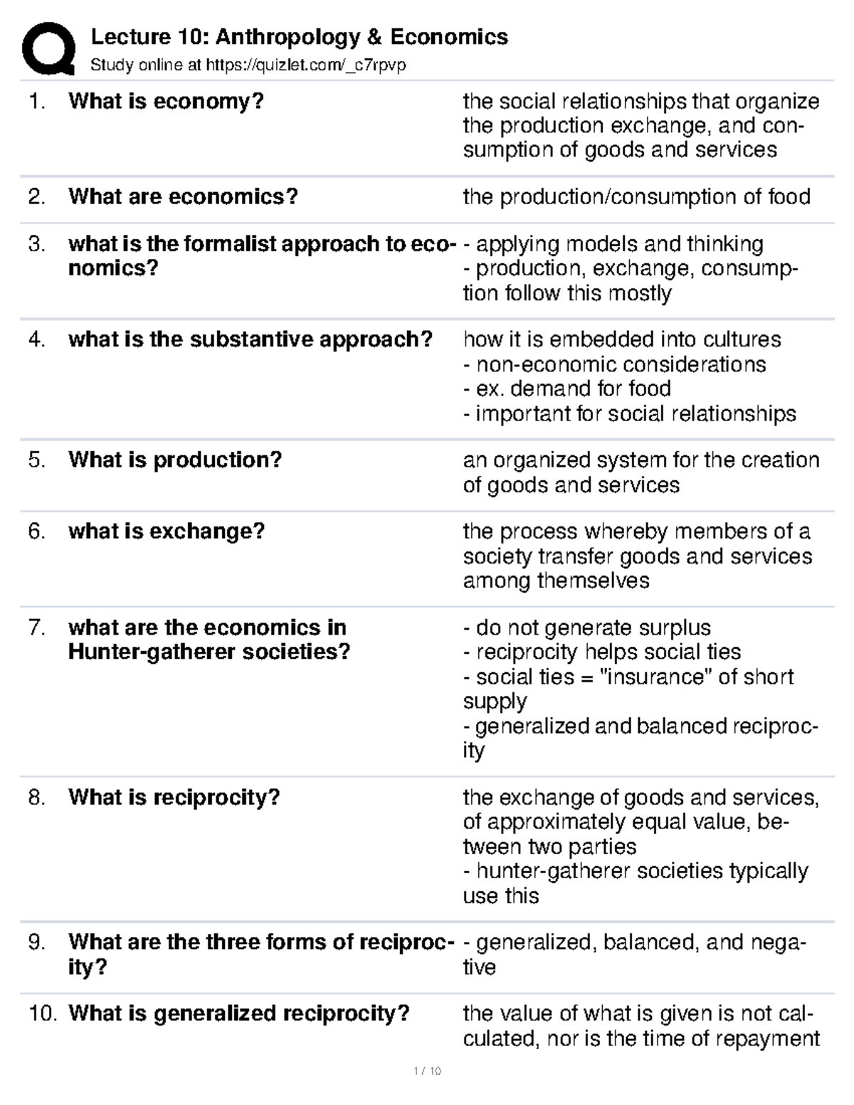 ANT 10CD Lecture 10 Demography and Economics Study Guide - Study online ...