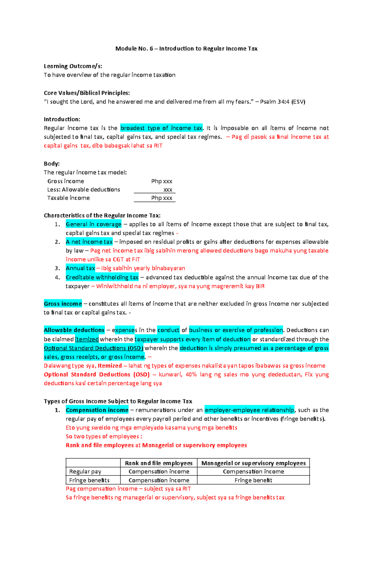 Scribd - Accounting - Module No. 6 – Introduction to Regular Income Tax ...