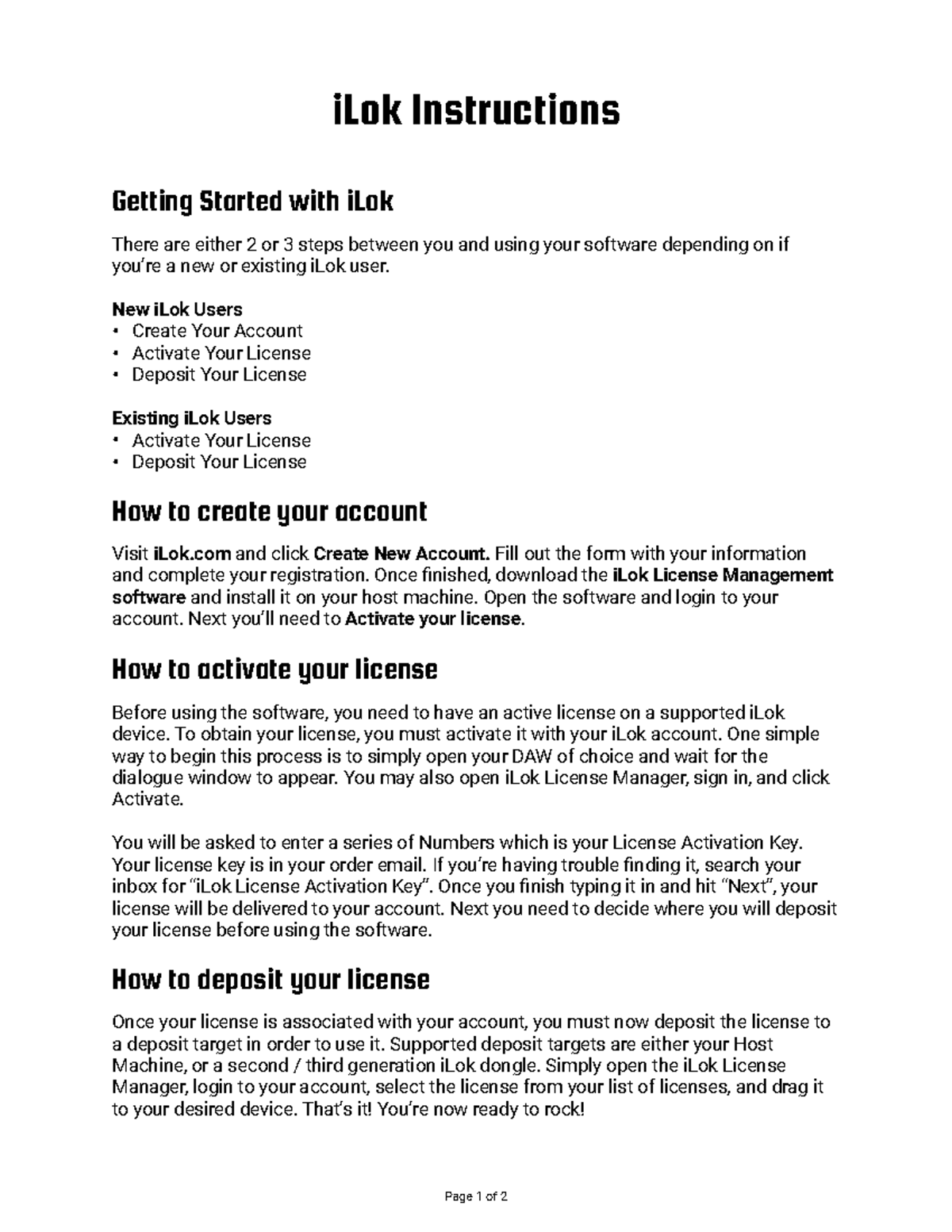 JST i Lok Instructions - ilok - iLok Instructions Getting Started with iLok There are either 2 ...