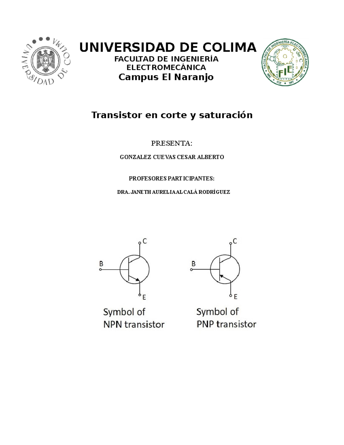 Transistor - Nota: 6B - Electrónica - UNIVERSIDAD DE ...