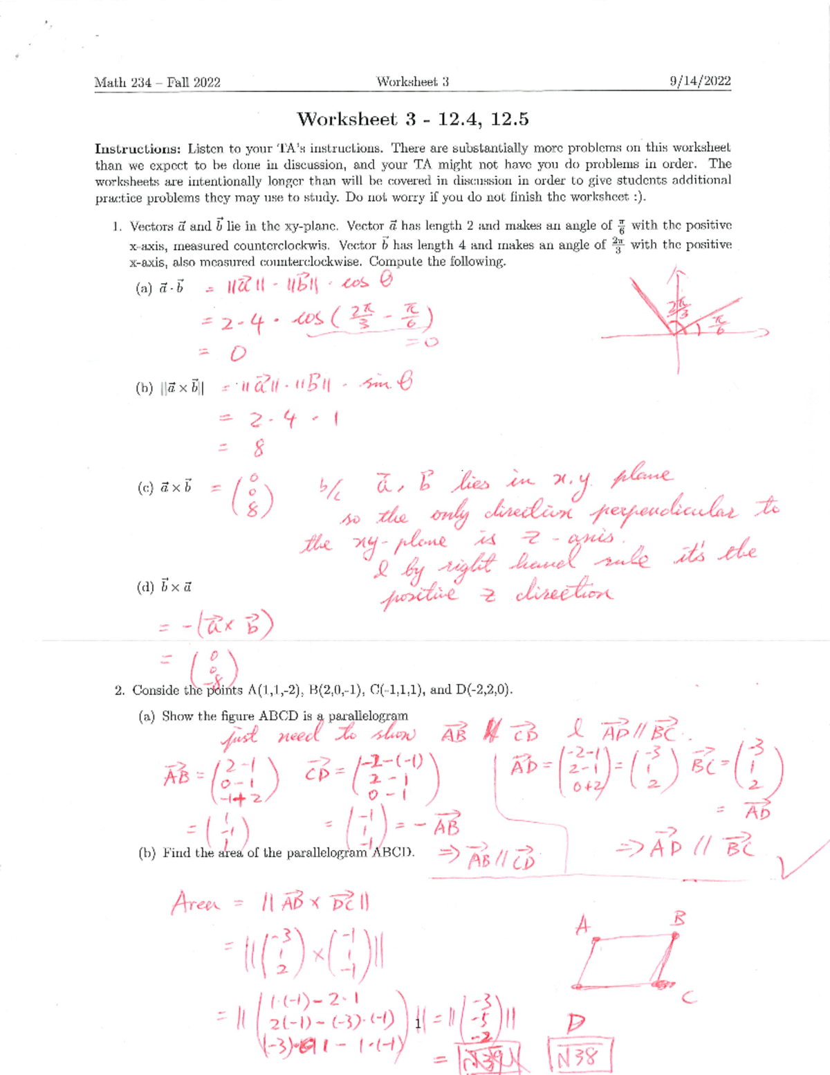 Worksheet 3 Solution (part 1) - MATH 234 - Studocu