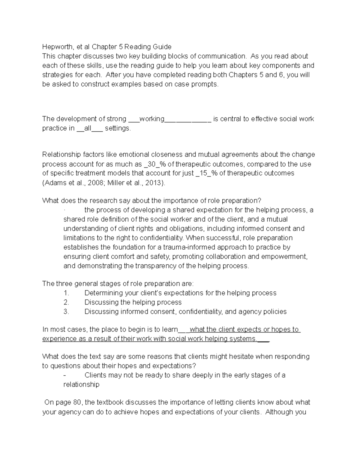 Hepworth, et al Chapter 5 Reading Guide - As you read about each of ...