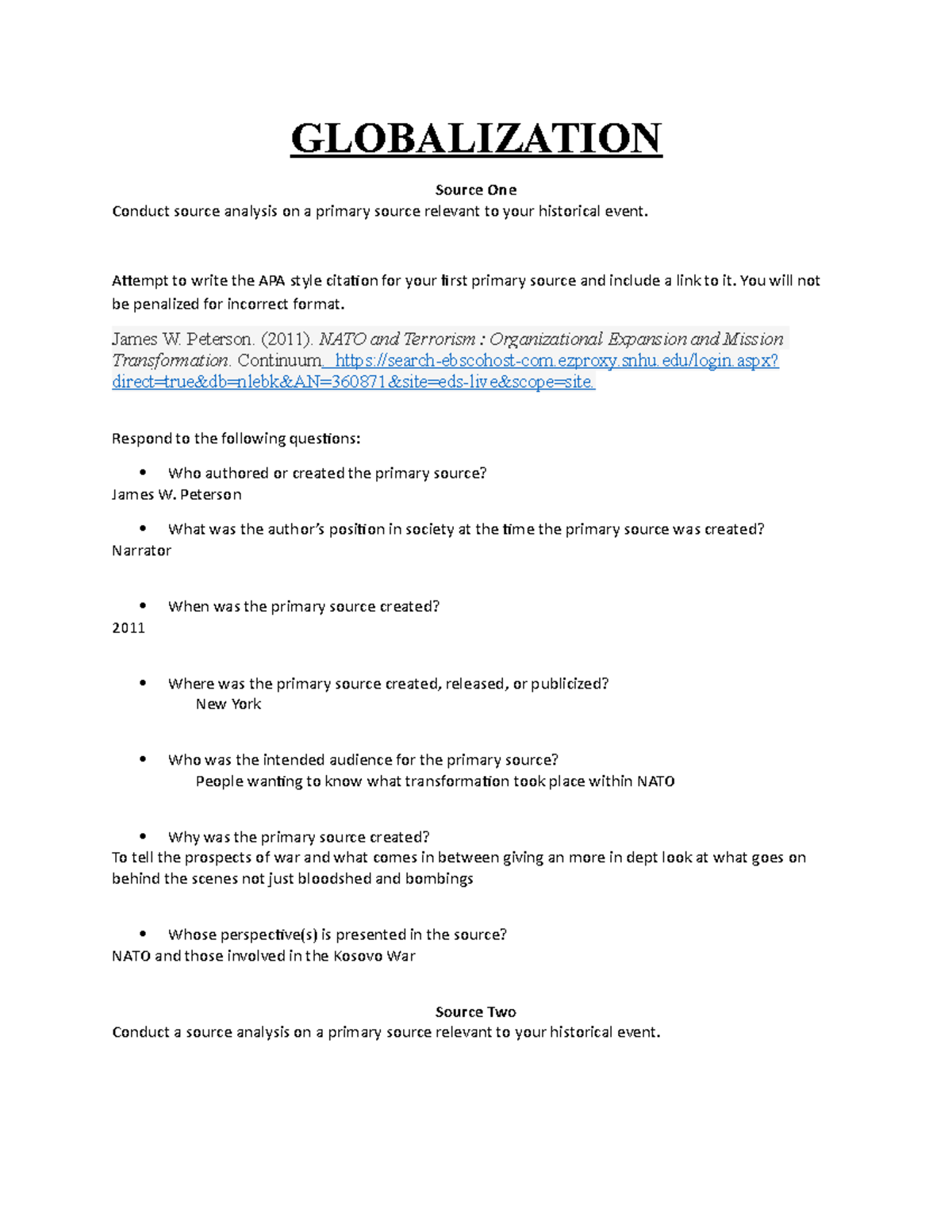 4-1 Globalization - 100% - GLOBALIZATION Source One Conduct source ...