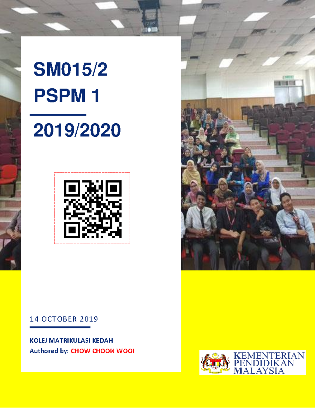 1920 SM015 2 Solution - Mathematics Science matriculation - PSPM 1 SESSION 2019/2020 SM015/ 14 ...