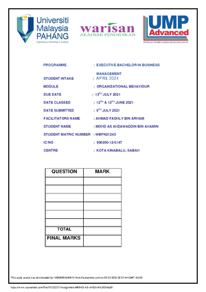 UMP Assignment Corporate Governance - PROGRAMME : EXECUTIVE MASTER IN ...