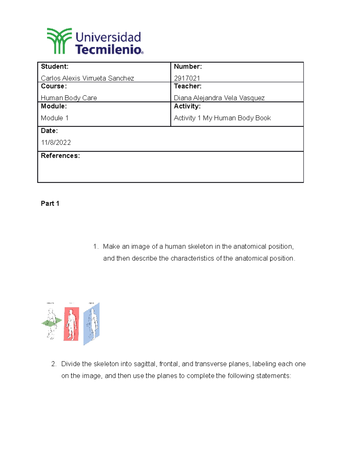 Act 1 - Human Body Care - sndthnadfyhstss - Student: Carlos Alexis ...