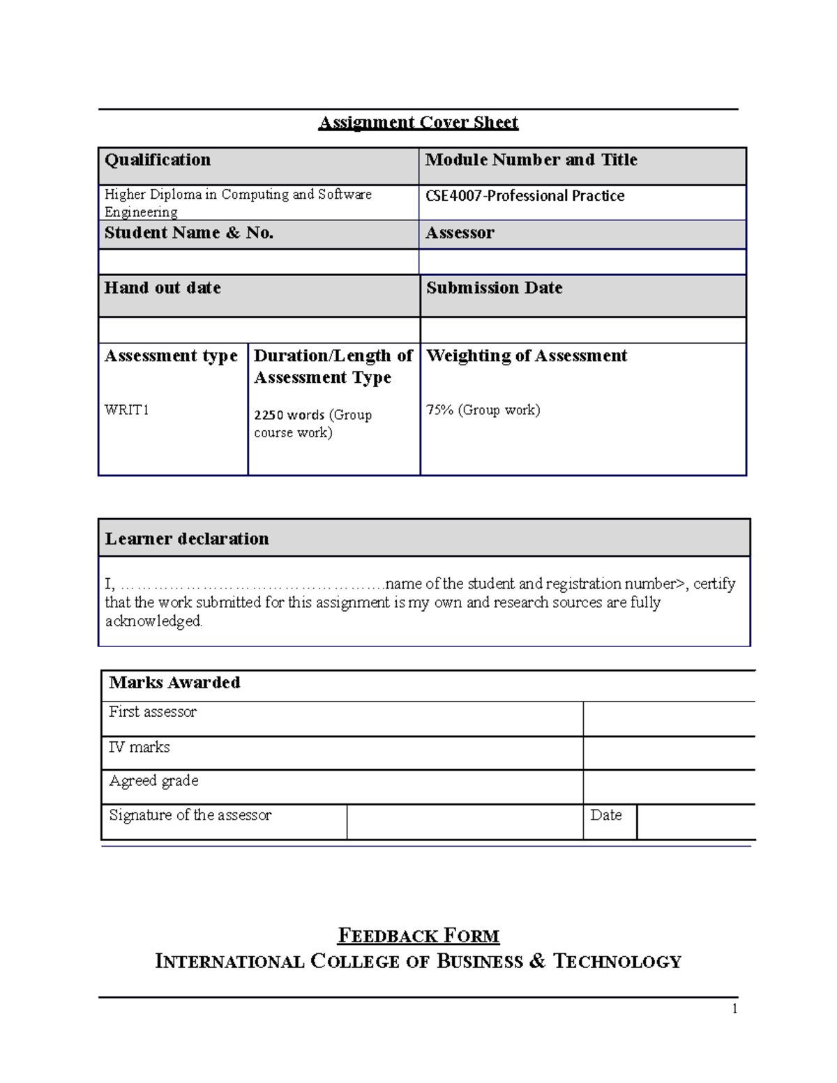 Professional Practice(Assignment) - Assignment Cover Sheet ...