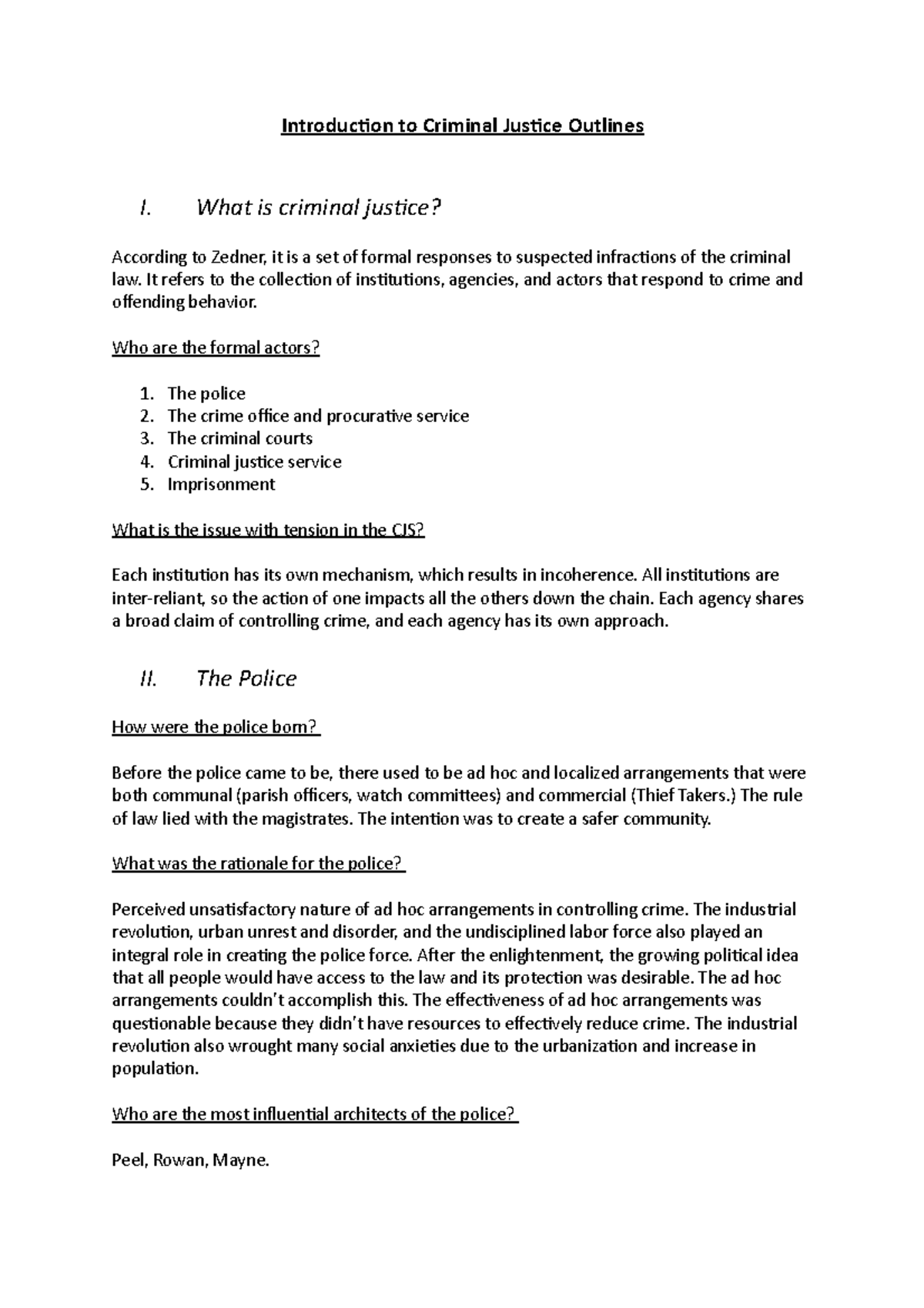 Introduction to Criminal Justice Outlines - What is criminal justice ...