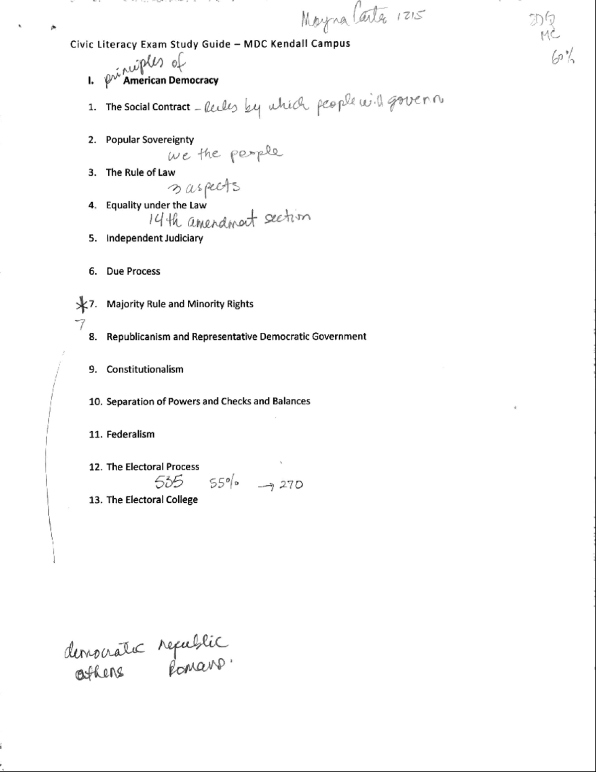 Civic literacy exam study guide - POS2041 - Studocu