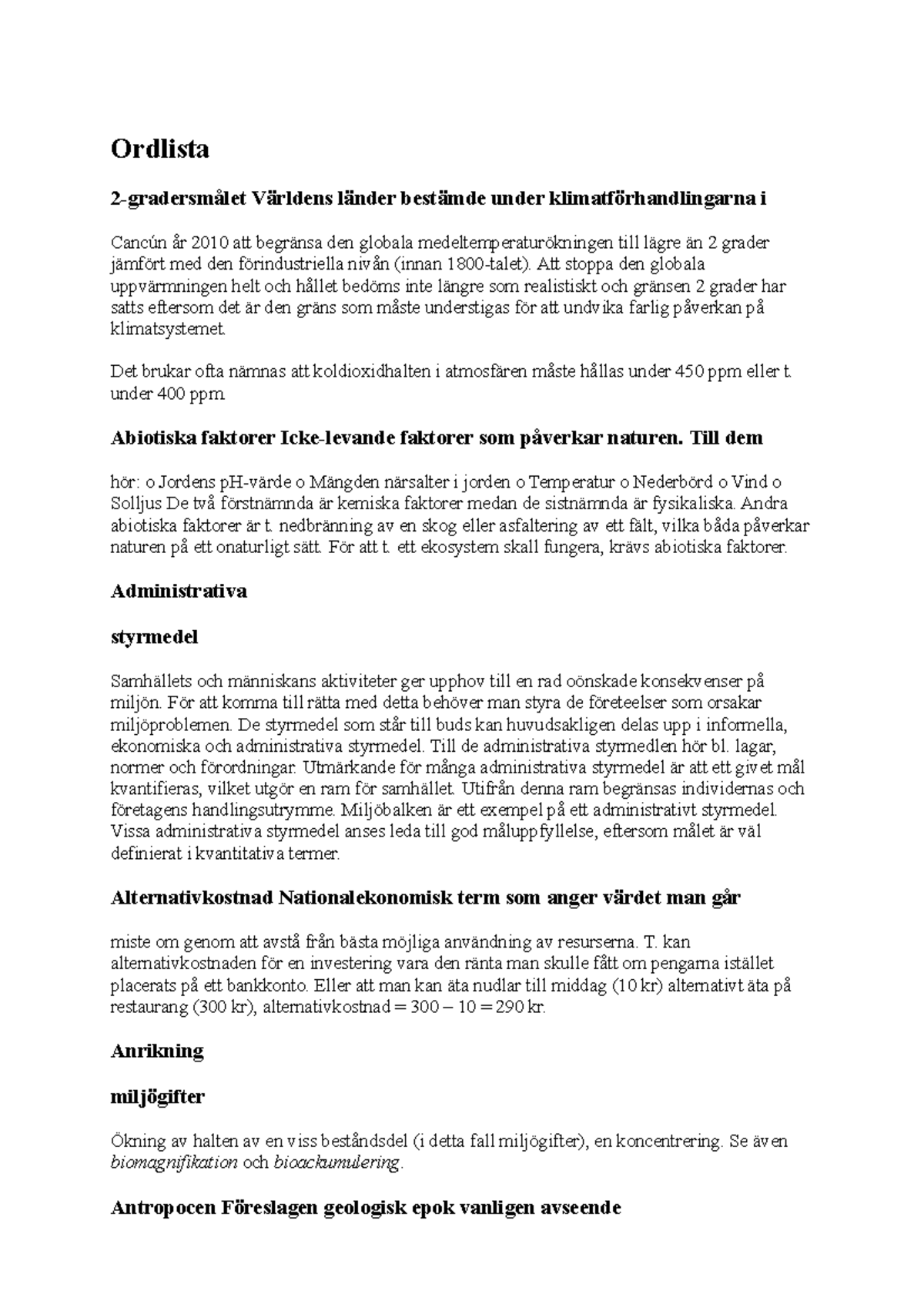 Ordlista V0015B - Ordlista 2-gradersmålet Världens länder bestämde ...