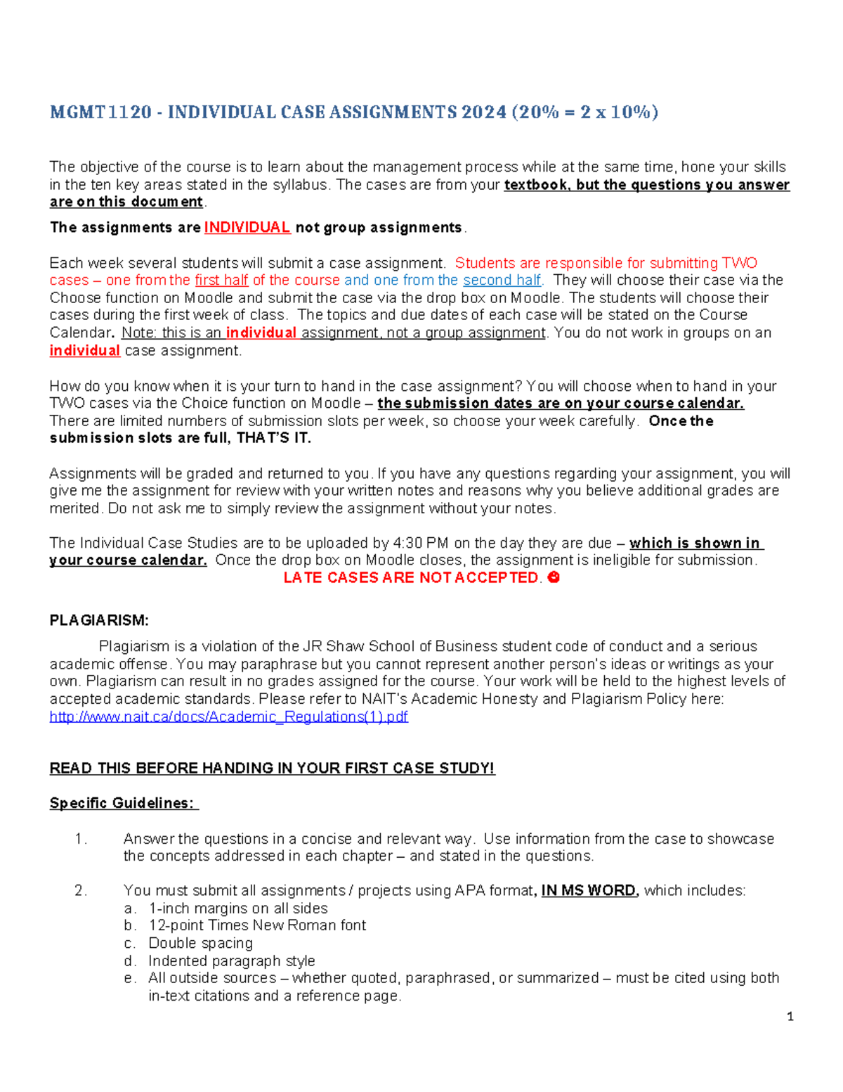 MGMT1120 - Individual Case Study Assignments, 2024 - MGMT1120 ...