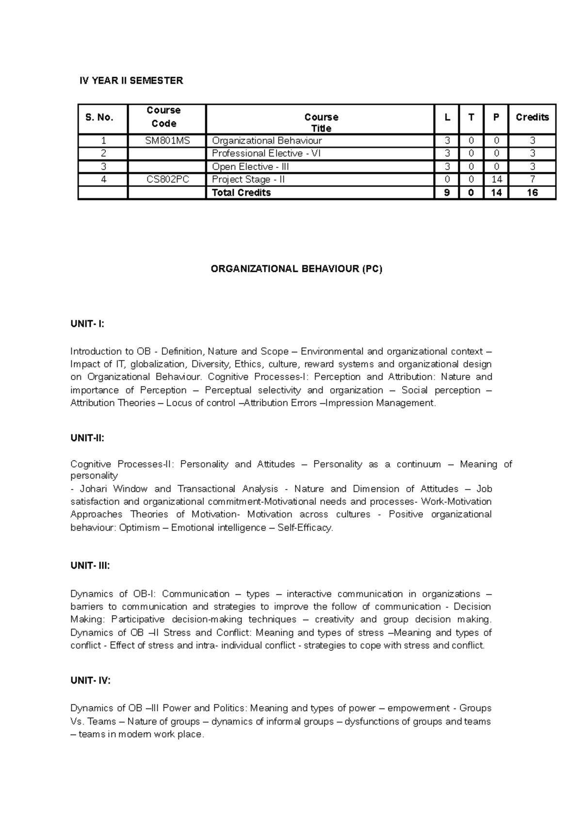 4-2 Syllabus - Hello - IV YEAR II SEMESTER S. No. Course Code Course ...