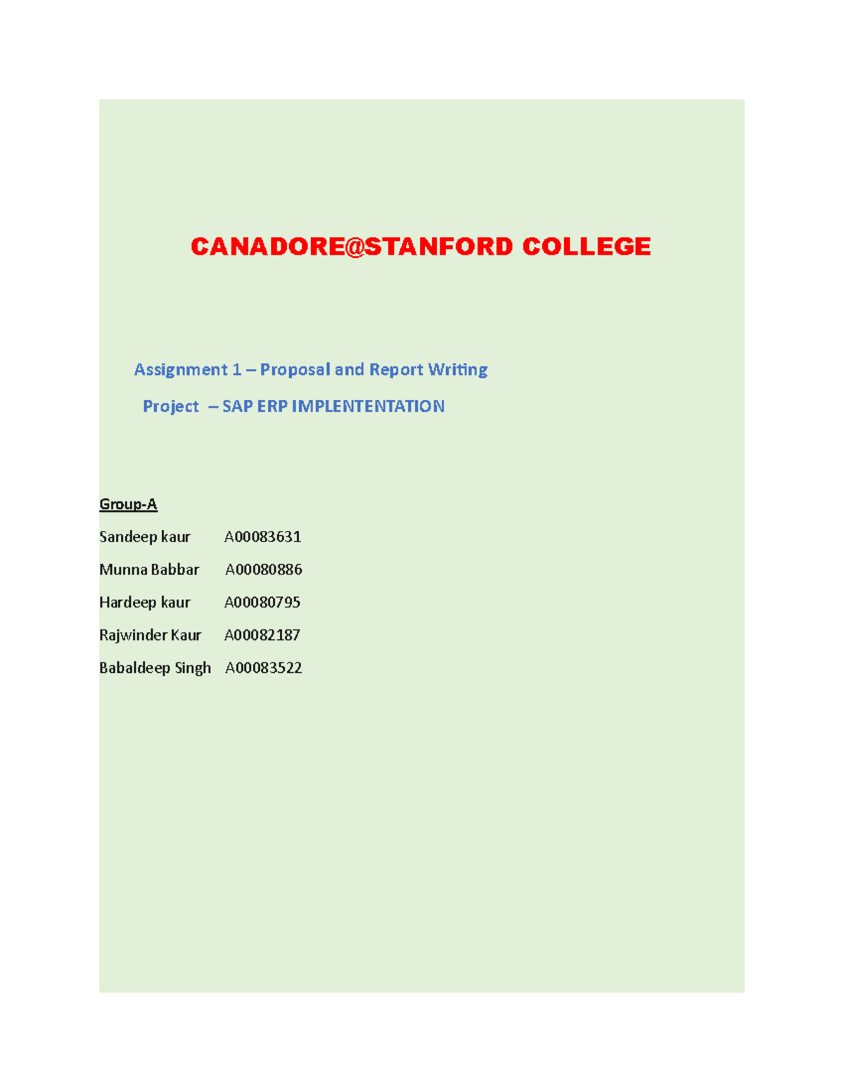 Proposal 11 - good for assignments - CANADORE@STANFORD COLLEGE ...