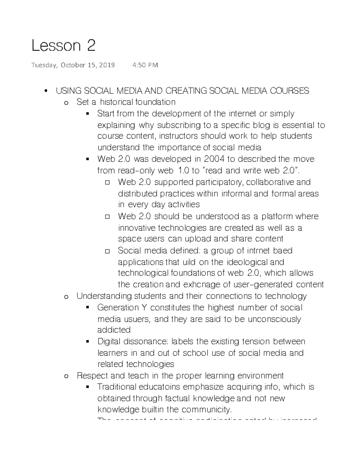 Lesson 2 - Lecture notes 2 - USING SOCIAL MEDIA AND CREATING SOCIAL ...