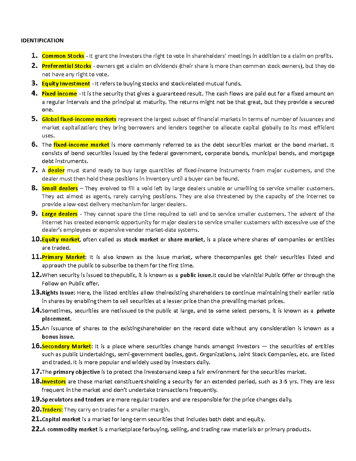 FM- Reviewer- Updated - IDENTIFICATION 1. Common Stocks - It grant the ...