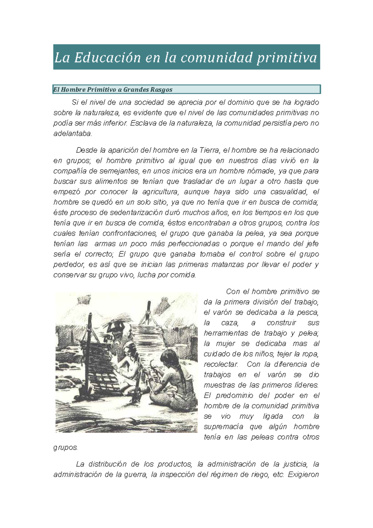70326202 La Educacion en la comunidad primitiva - La Educación en la ...