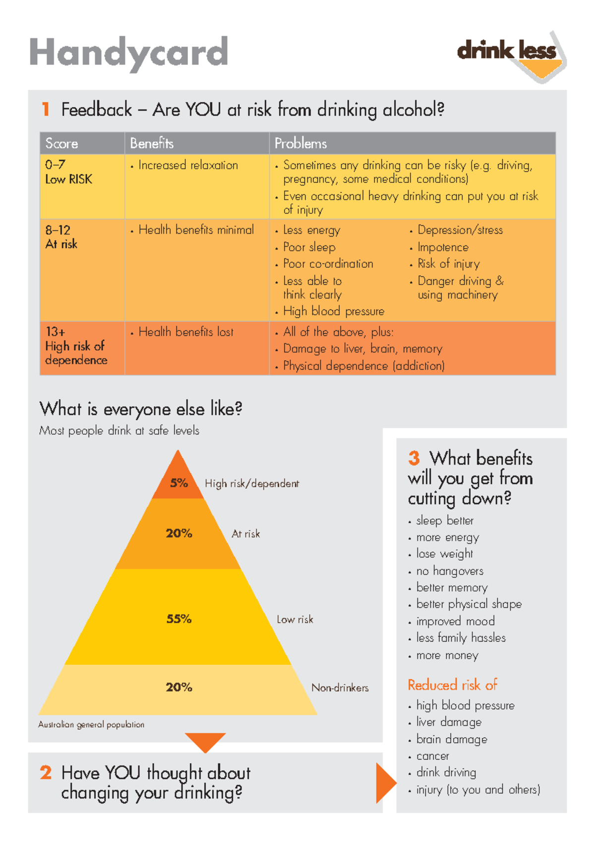 Drink less handycard - Handycard 1 Feedback – Are YOU at risk from ...