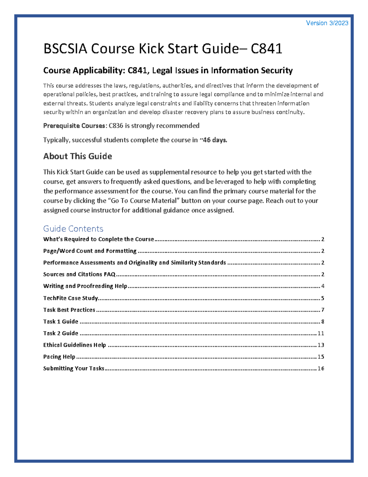 Course Kick Start C841 - BSCSIA Course Kick Start Guide– C Course ...