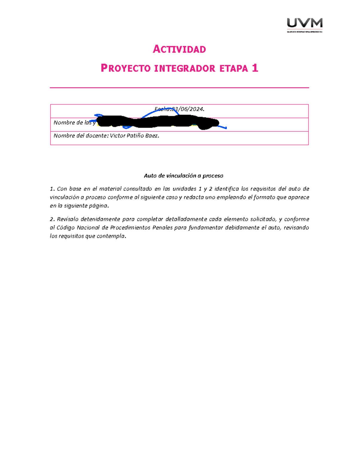 proyecto integrador etapa 2 - ACTIVIDAD PROYECTO INTEGRADOR ETAPA 1 Auto de vinculación a ...
