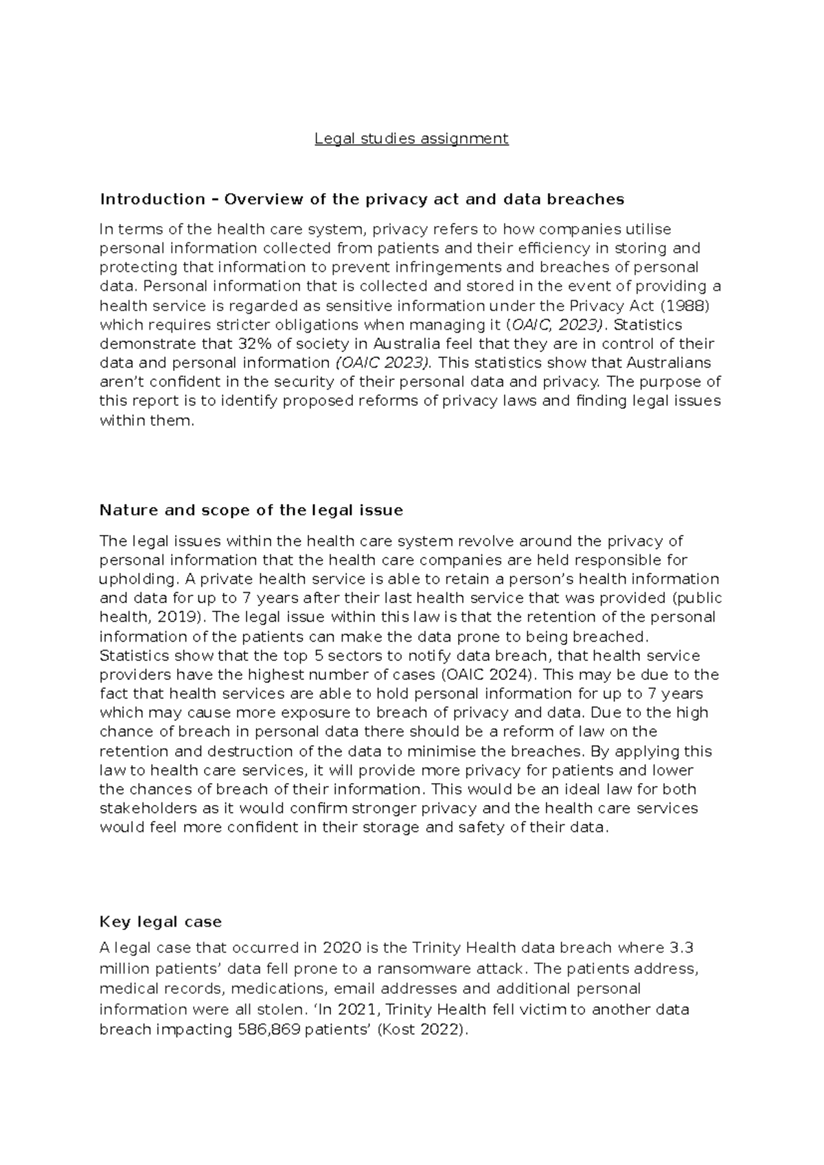 Legal studies assignment 2024 - Legal studies assignment Introduction ...