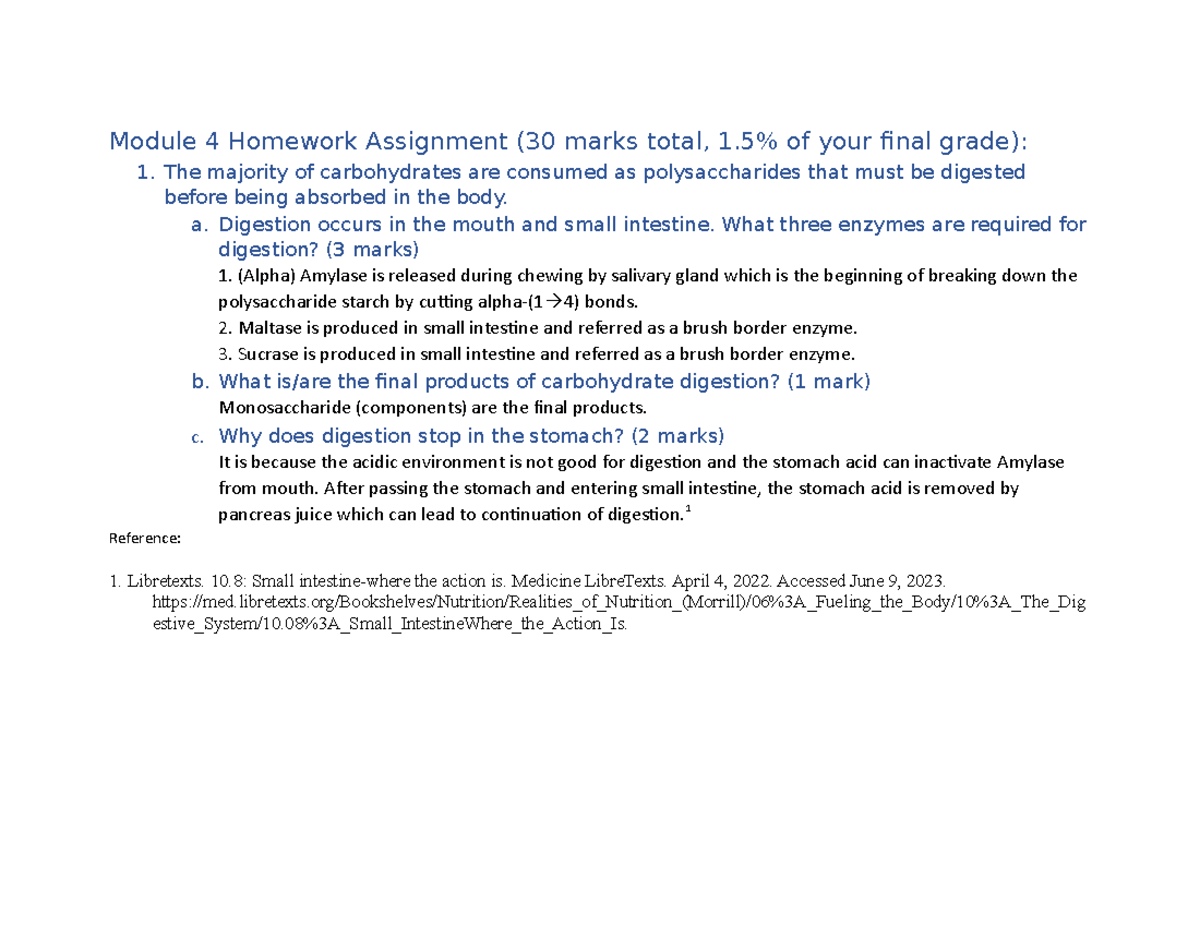 BCHM 270 NS23 Module 4 Homework - Module 4 Homework Assignment (30 ...