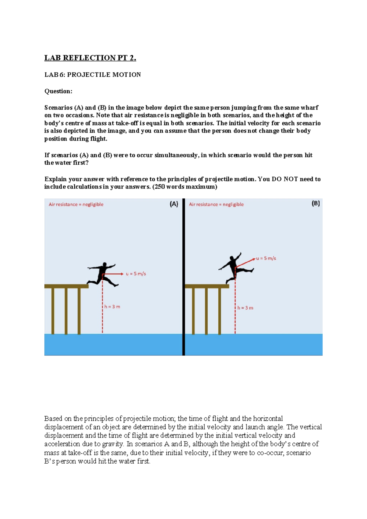 LAB Reflection PT 2 - LAB REFLECTION PT 2. LAB 6: PROJECTILE MOTION ...