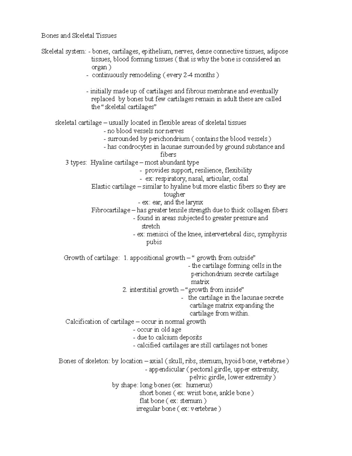 Bones and Skeletal Tissues - Bones and Skeletal Tissues Skeletal system ...