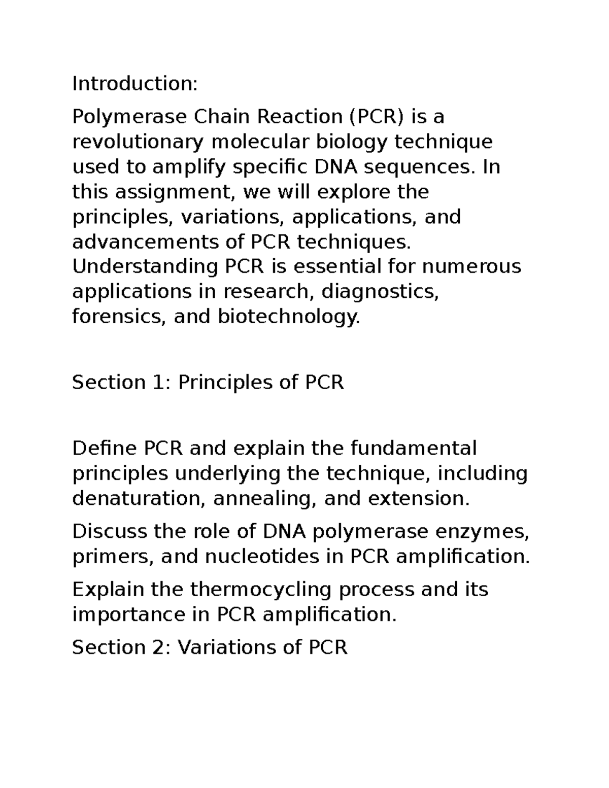 PCR - XXCXC - Introduction: Polymerase Chain Reaction (PCR) is a ...