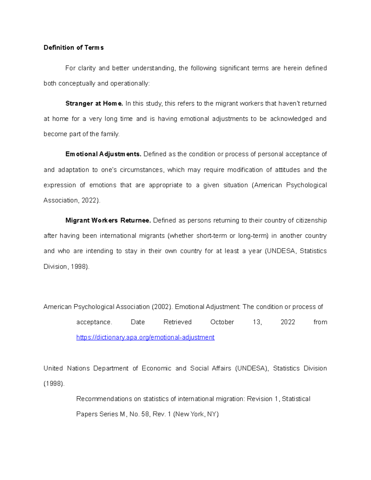 Definition of Terms - NOTES - Definition of Terms For clarity and ...