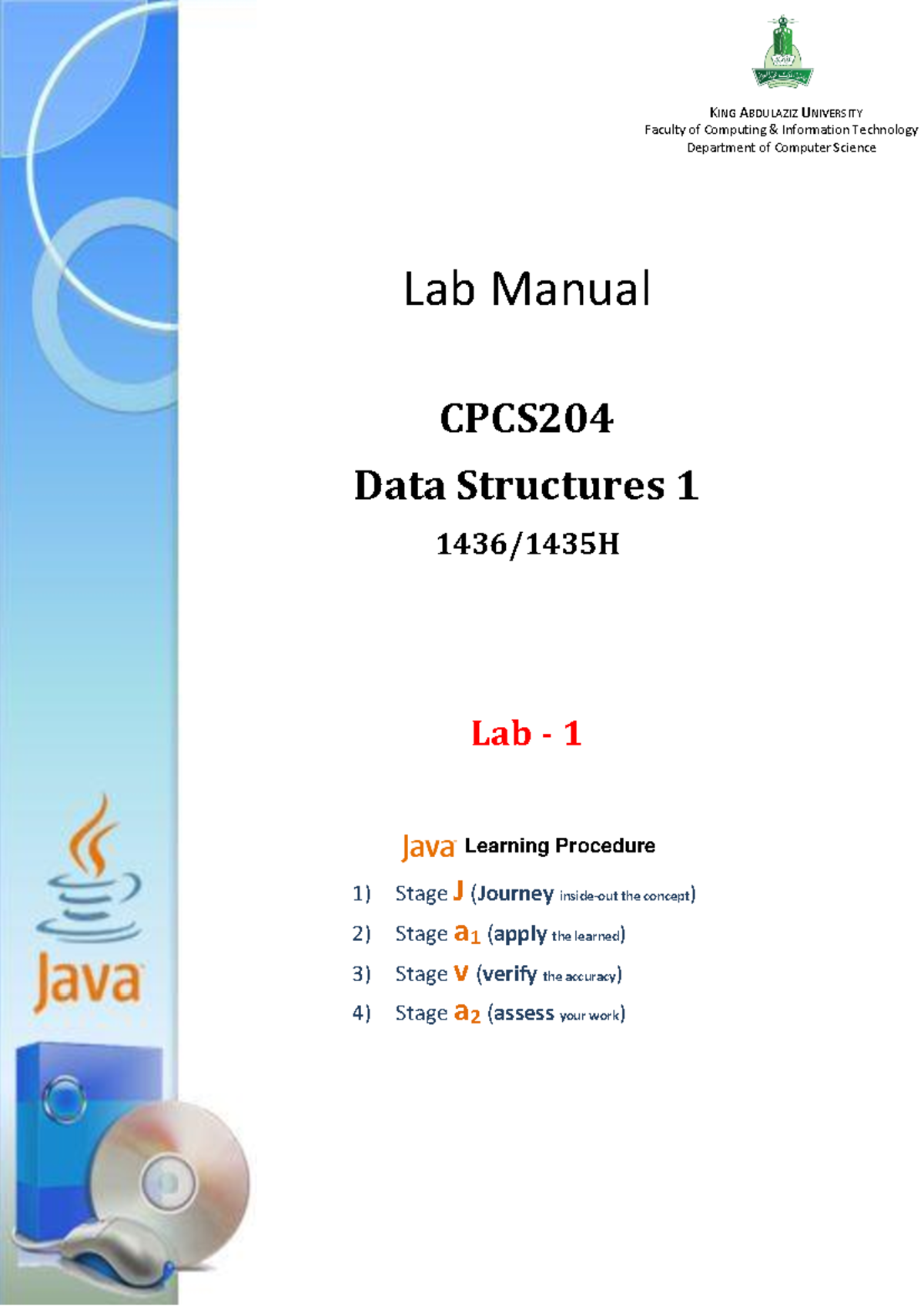 Lab1 cpcs 204 v4 (Intro) - KING ABDULAZIZ UNIVERSITY Faculty of Computing & Information - Studocu