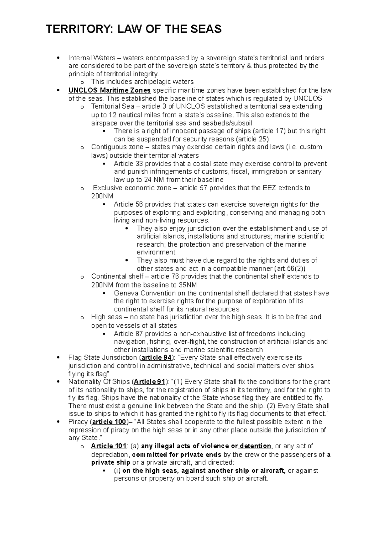 Seas - Quick exam revision notes on the law governing the seas ...