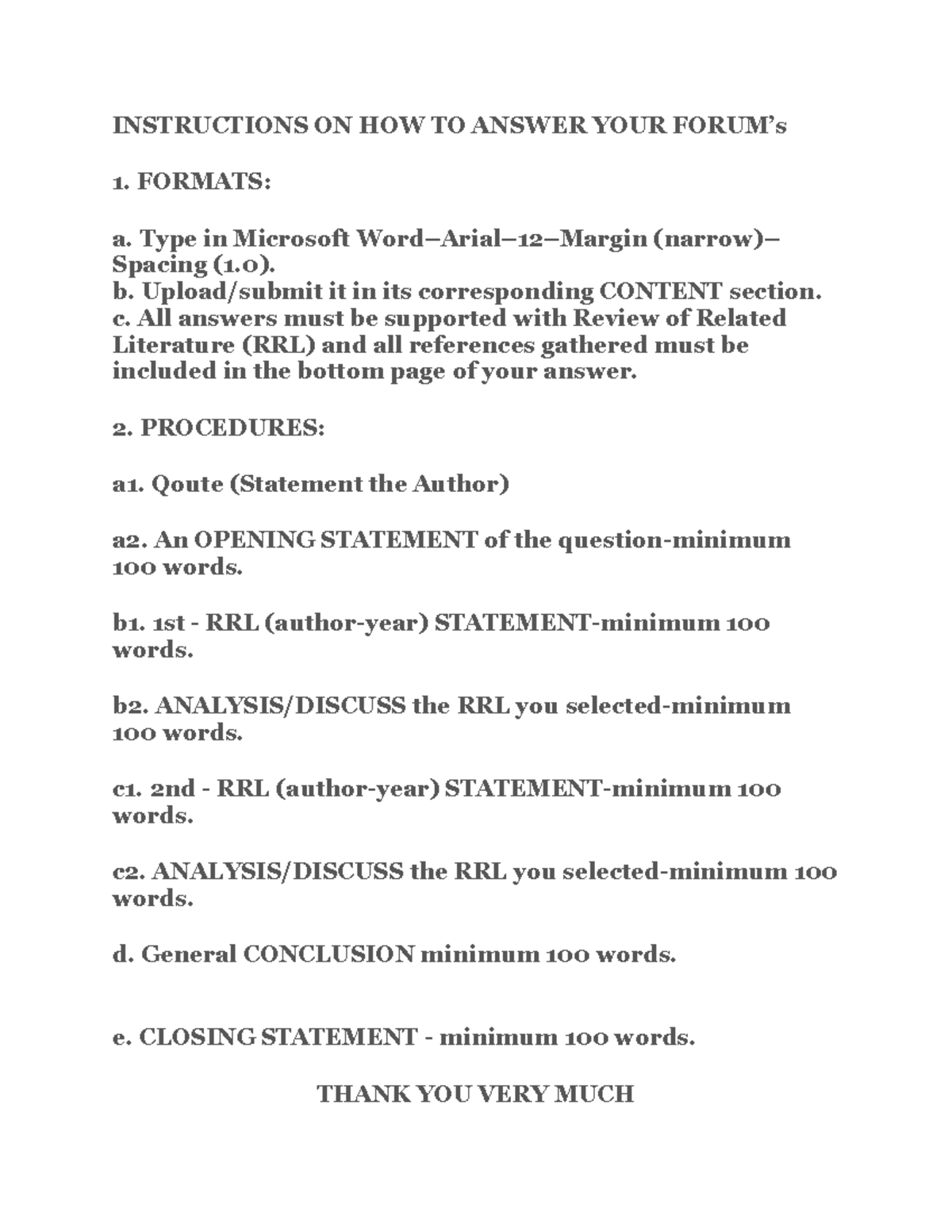 Instructions ON HOW TO Answer YOUR Forum (generic) - INSTRUCTIONS ON ...