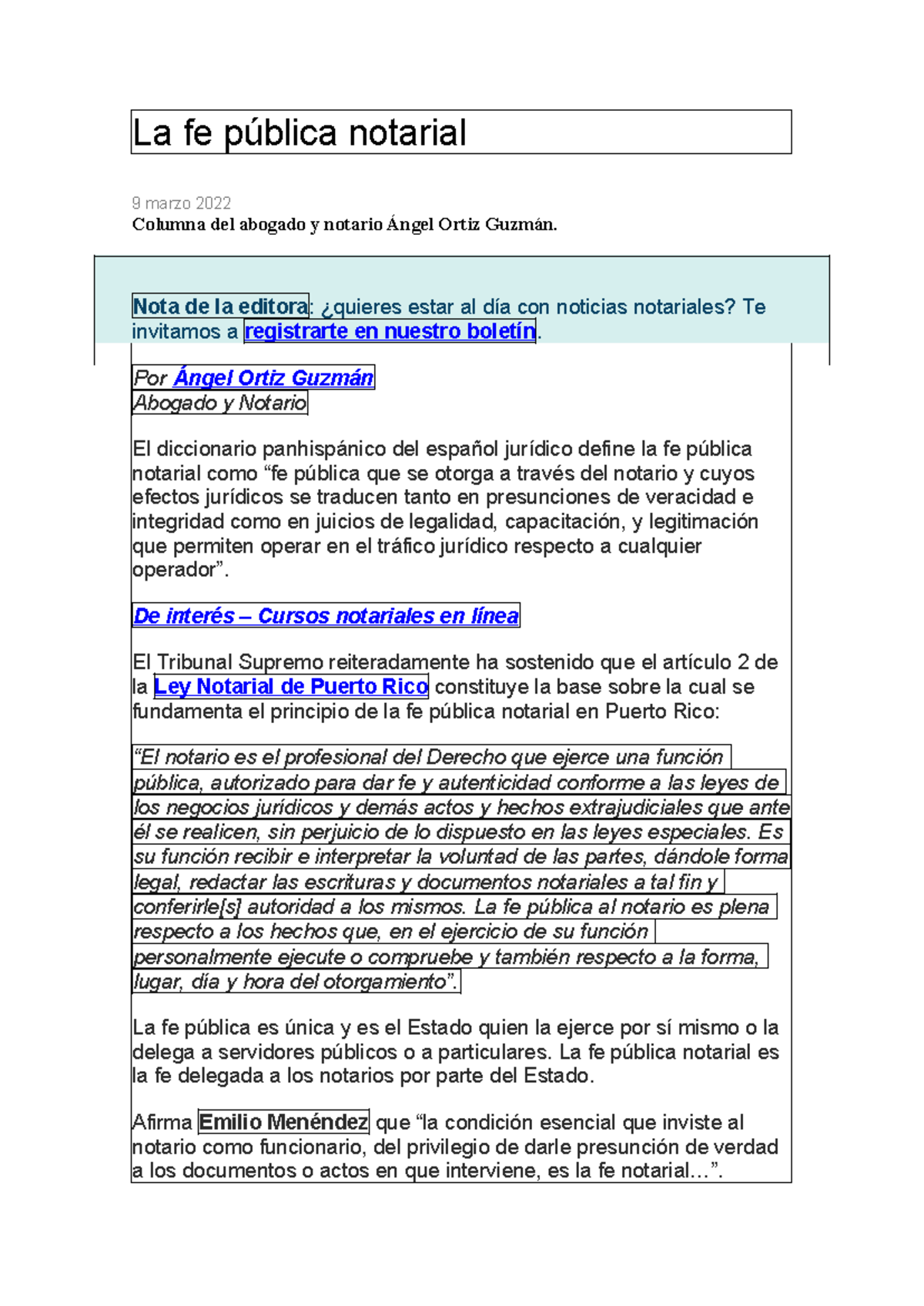 La fe pública notarial - gracia por su aporte - La fe pública notarial ...